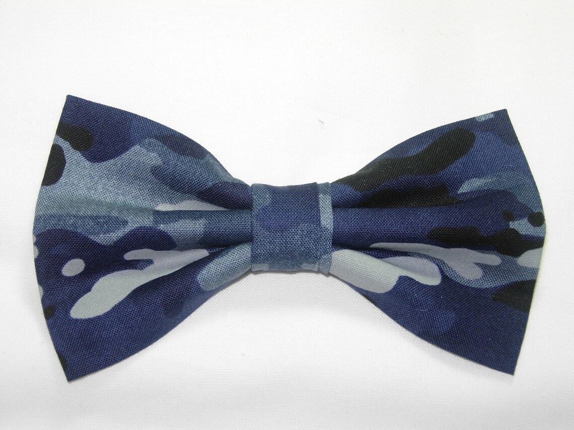 Navy Blue Camo Dog Collar With Dog Bow Tie Blue Camo - Etsy