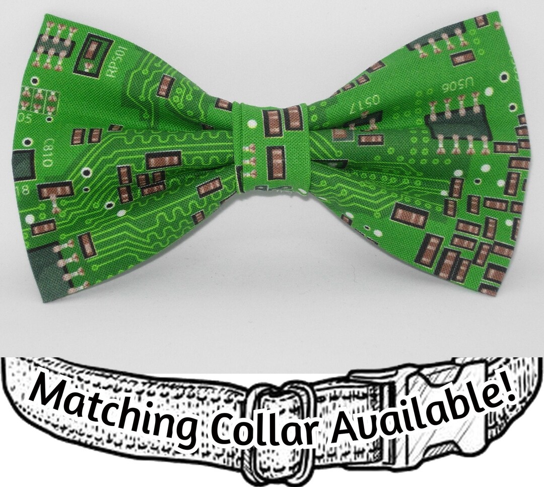 Computer Dog Bow tie, Green PCB with Resistors, Removable Dog Bow tie ...