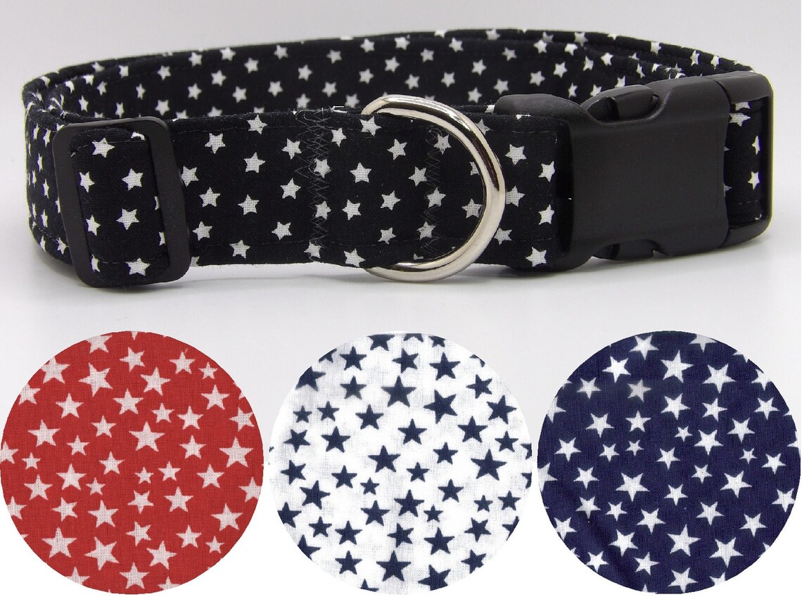 Super Star Dog Collar With Dog Bow Tie Stars on Black - Etsy