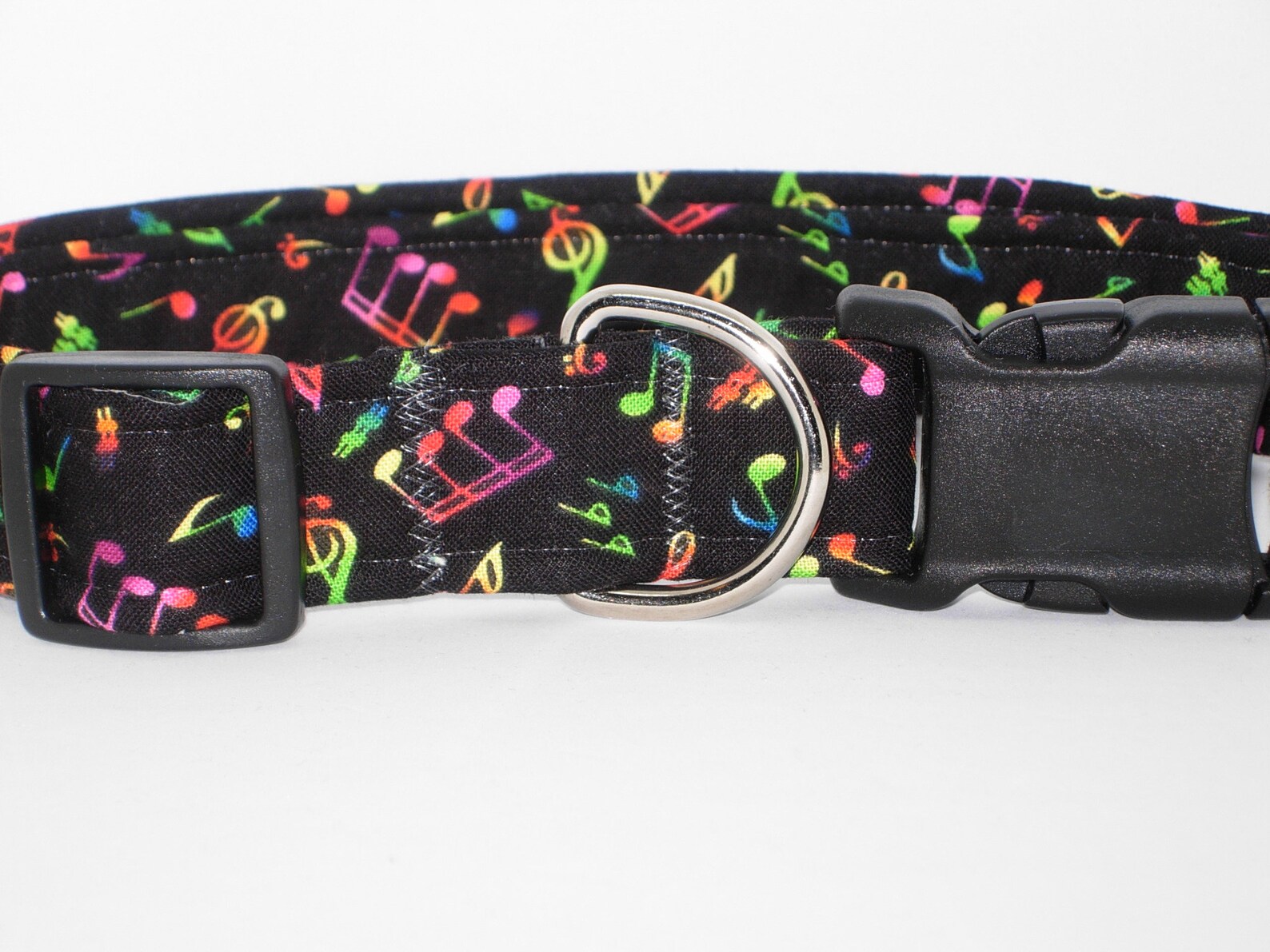Music Dog Collar With Dog Bow Tie Neon Musical Notes on | Etsy