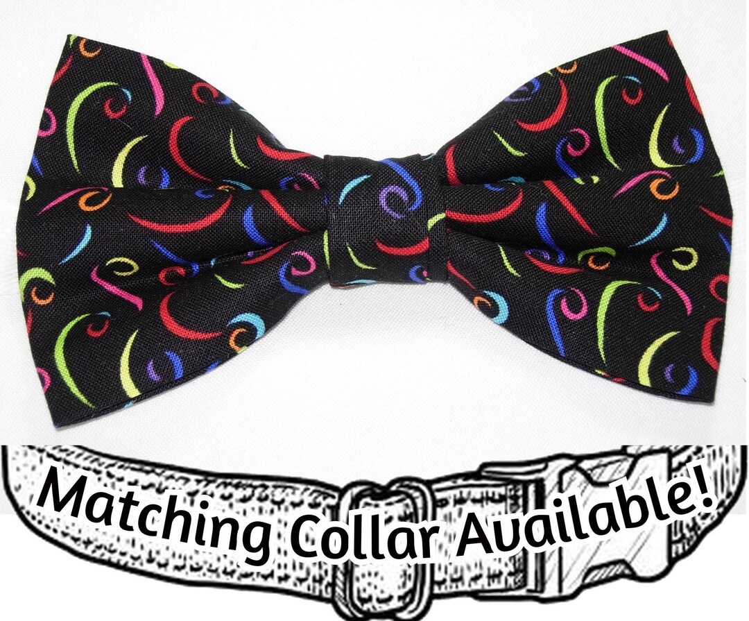Party Fun Dog Bow Tie | Colorful Squiggles on Black | Birthday Party ...