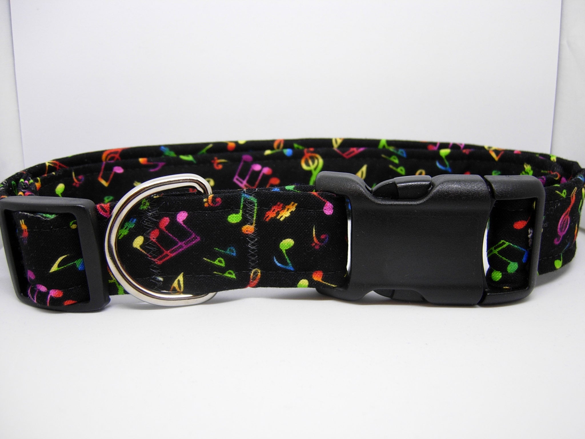 Music Dog Collar With Dog Bow Tie Neon Musical Notes on | Etsy