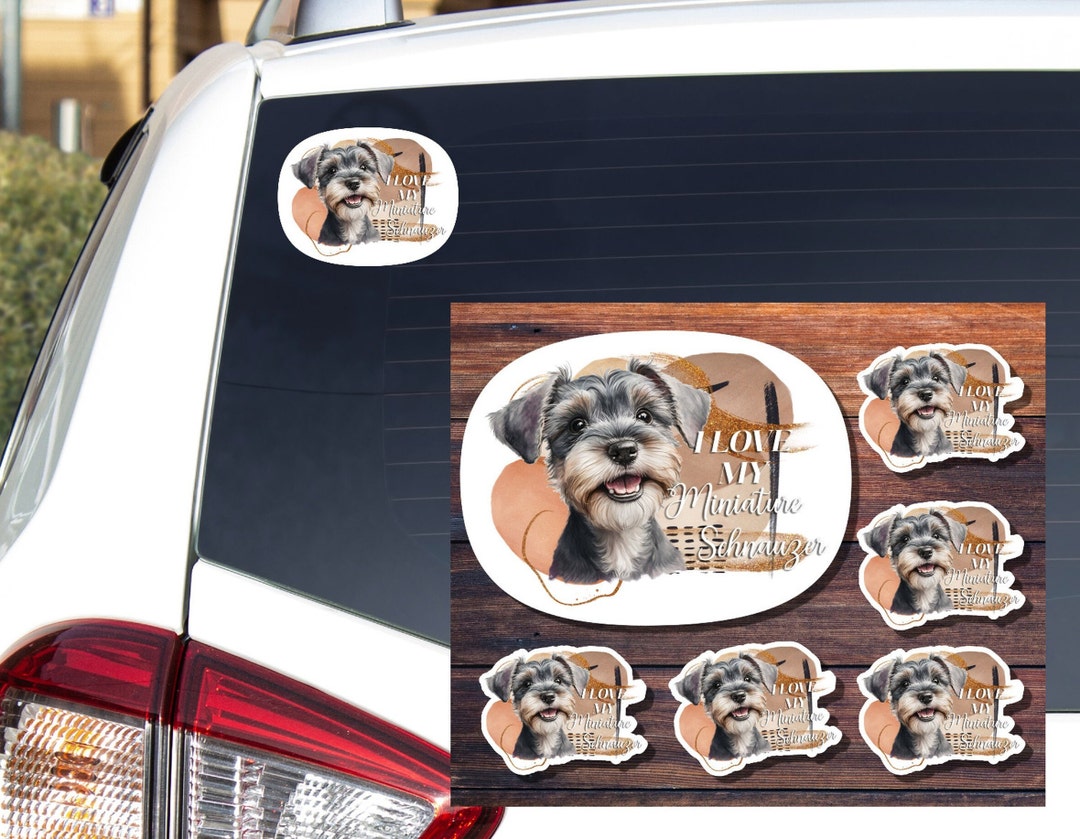 Set of 6 Dog Stickers, I Love My Miniature Schnauzer, Car Decals ...