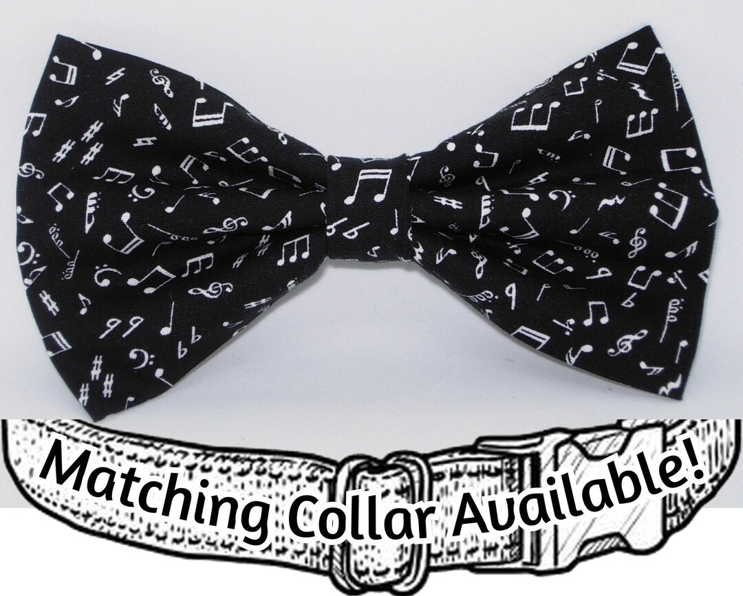 Music Dog Bow Tie | Mini Musical Notes on Black | Musician's Pet ...