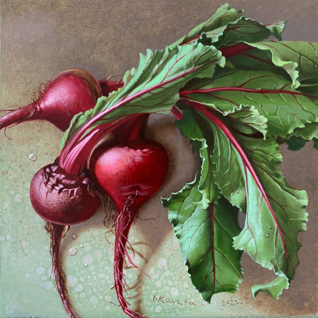 Beet. Oil Painting Print White Mat Kitchen Art Vegetable Gift Under 35 ...