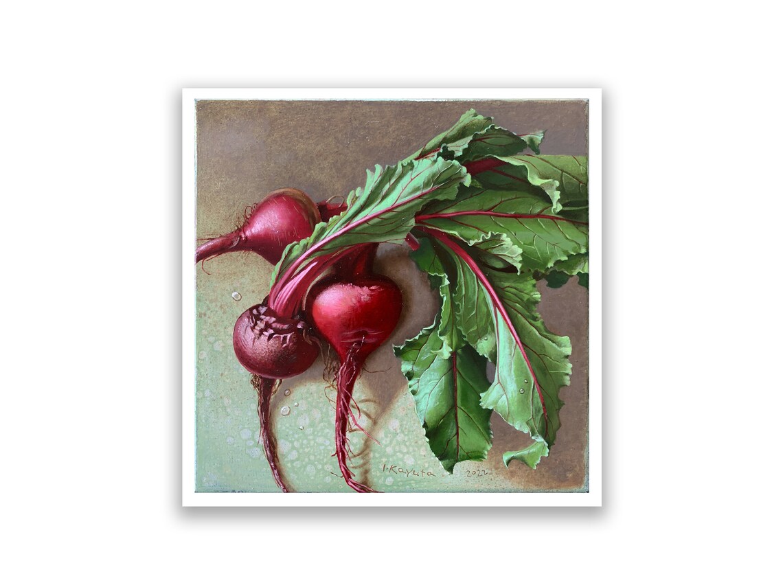 Beet. Oil Painting Print White Mat Kitchen Art Vegetable Gift Under 35 ...