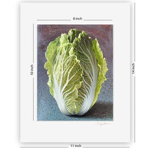 Chinese Cabbage. Oil Painting Print White Mat Kitchen Painting Still ...