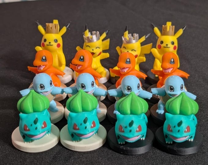 3D Printed Pokémon Chess Pieces – Pikachu, Charmander, Squirtle ...
