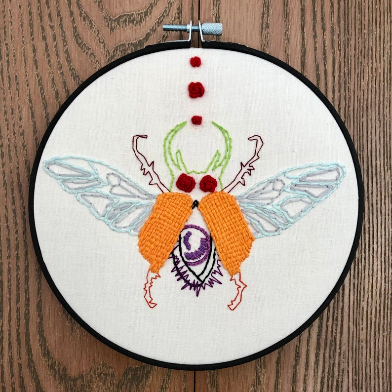 Colorful Mythical Beetle Decorative Embroidery Hoop / Wall Hanging ...