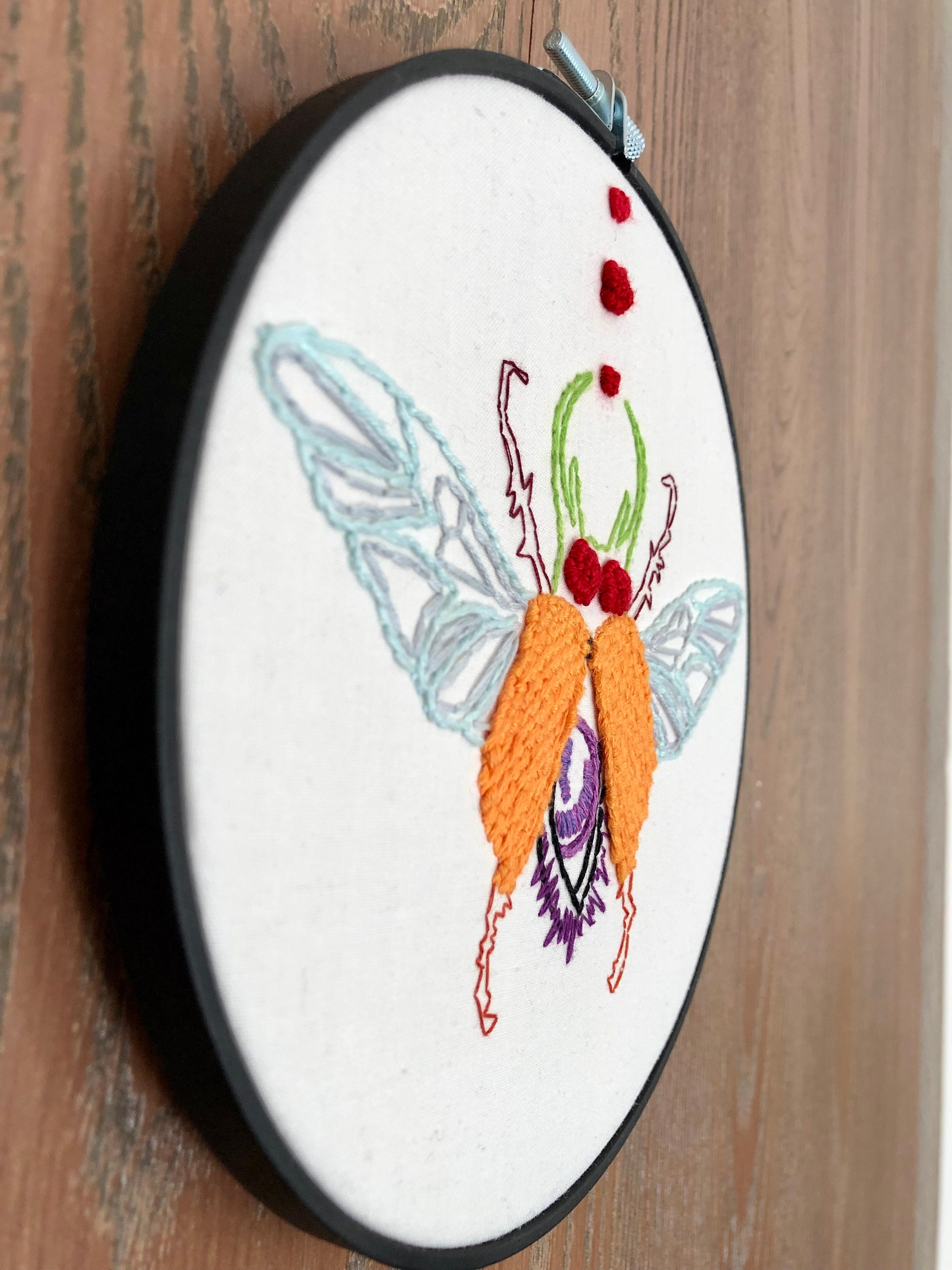 Colorful Mythical Beetle Decorative Embroidery Hoop / Wall Hanging ...