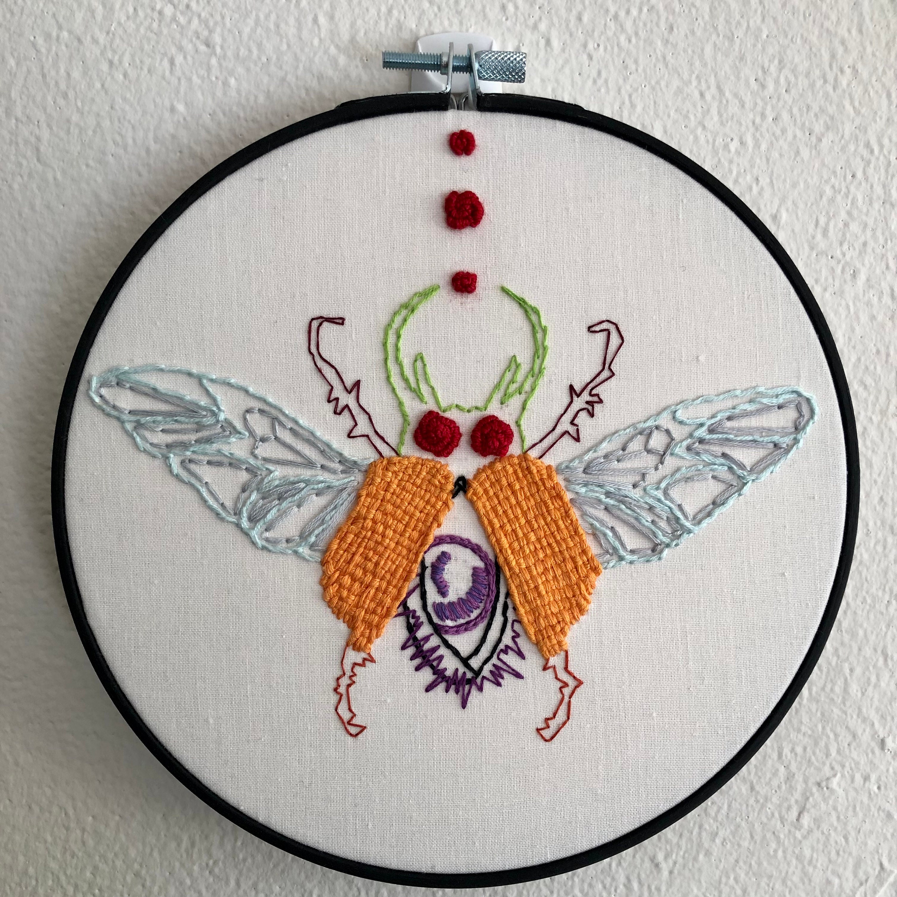 Colorful Mythical Beetle Decorative Embroidery Hoop / Wall Hanging ...
