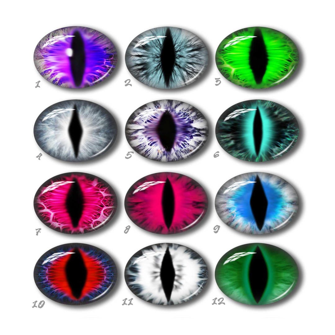 Oval Dragon Eyes Cabochon, Handmade Vertical Pupils Glass Dome, 10x14 ...