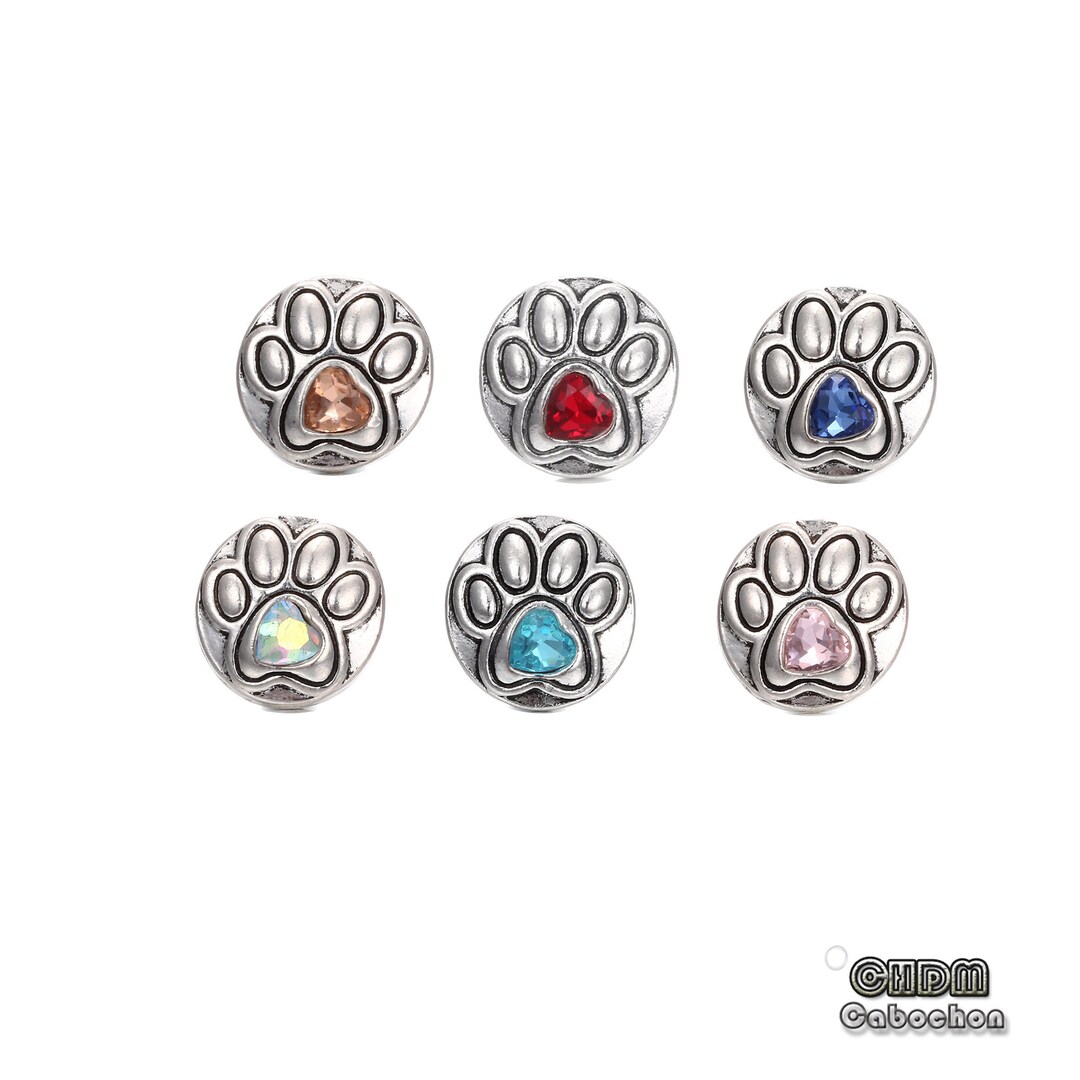 Paw Snap Button,dog Paw Snap Button,round Pet Lover Snap Charm,diy Cat ...