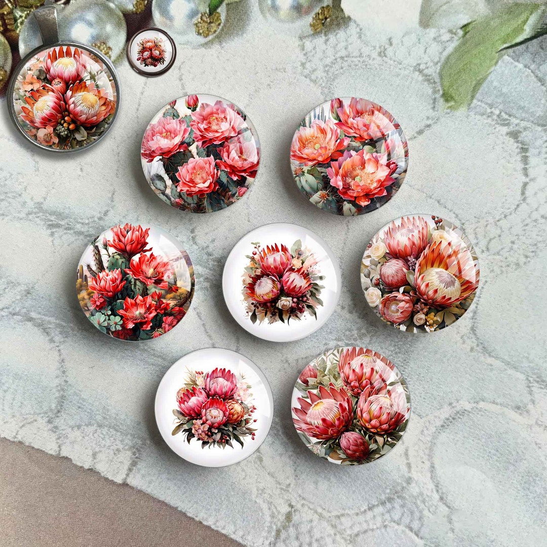 Australian Protea Cabochon, Flower Image Glass Dome, Picture Cameo ...