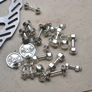 Mixed Workout Charms,fitness Charm Collection,silver Gym Charms,weight ...