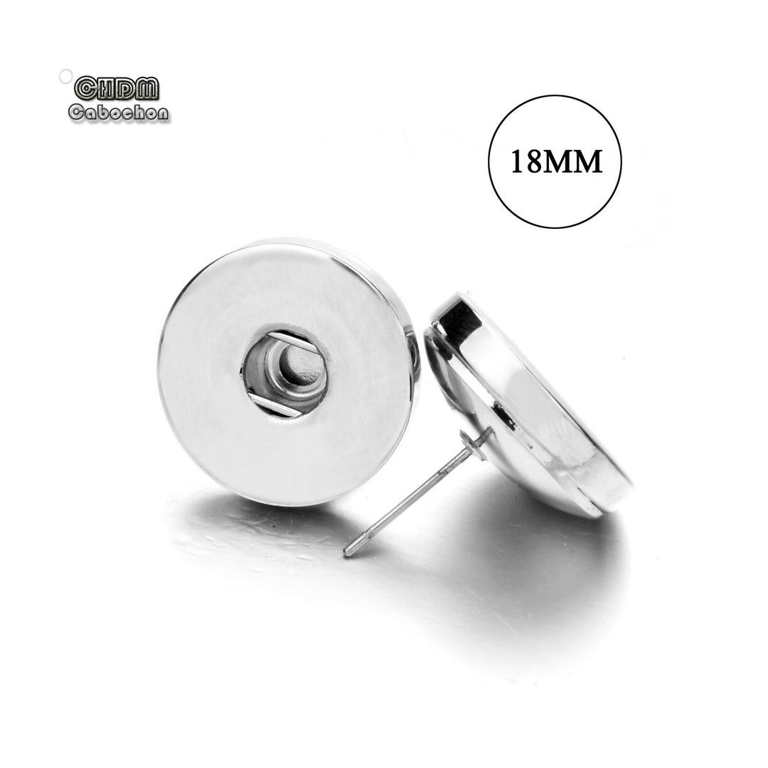 18mm Snap Button Stud Earrings, DIY Ear Studs for 18MM/20MM Ginger Snap ...