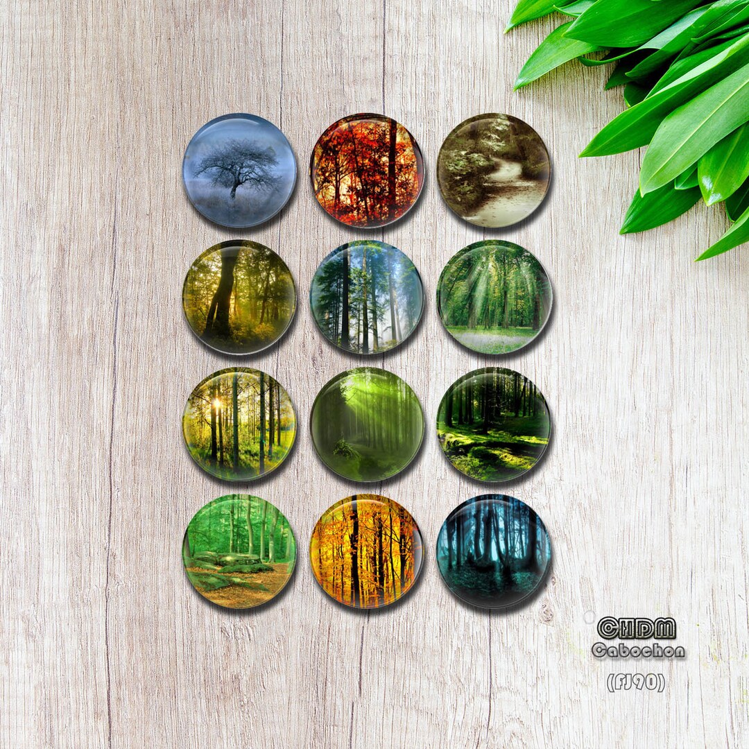 Forest Snap Button - 12/18/20mm Trees Snap Jewelry Charm,,10mm 12mm ...