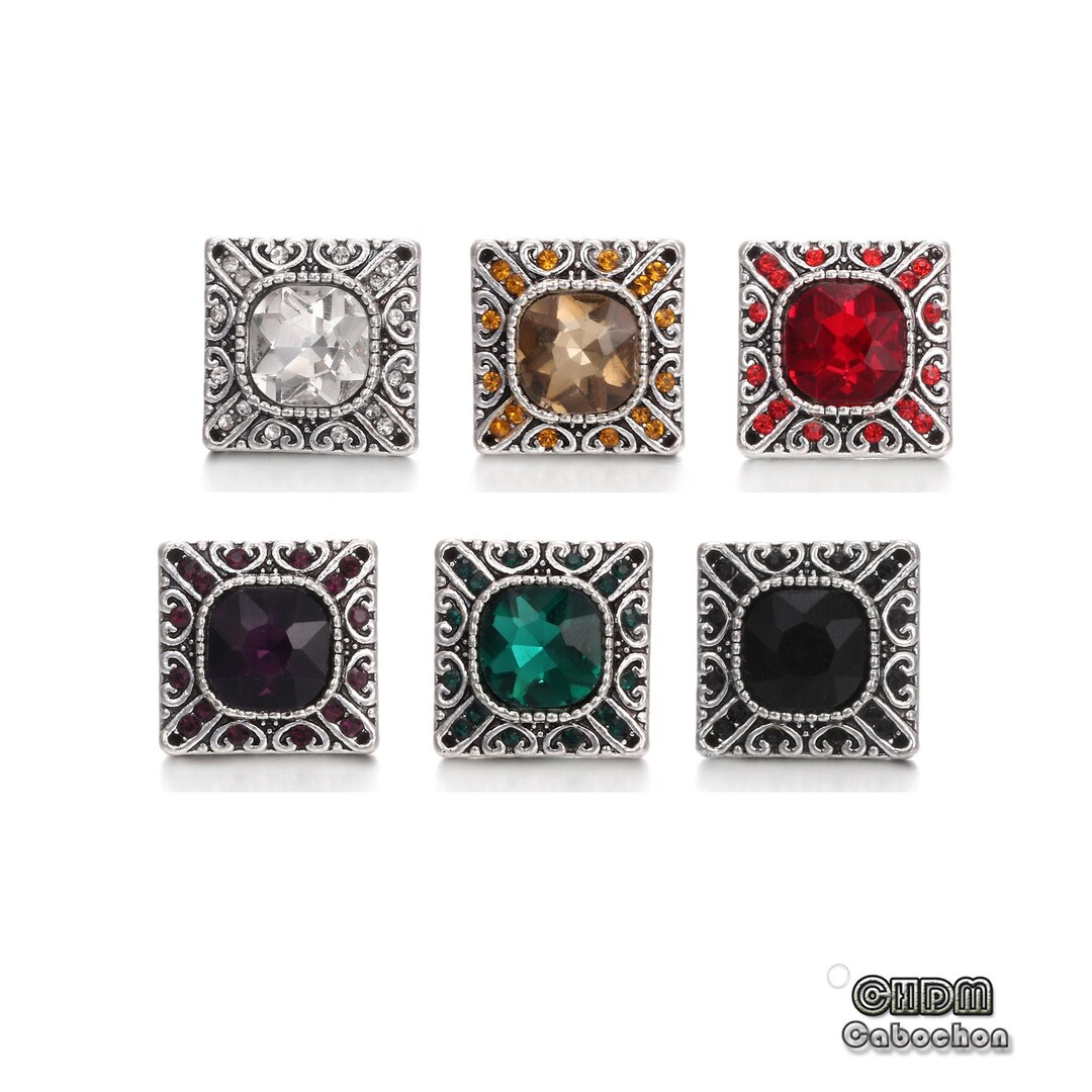 Crystal Snap Button,square Crystal Drilled Snap Button Charm Fit for ...