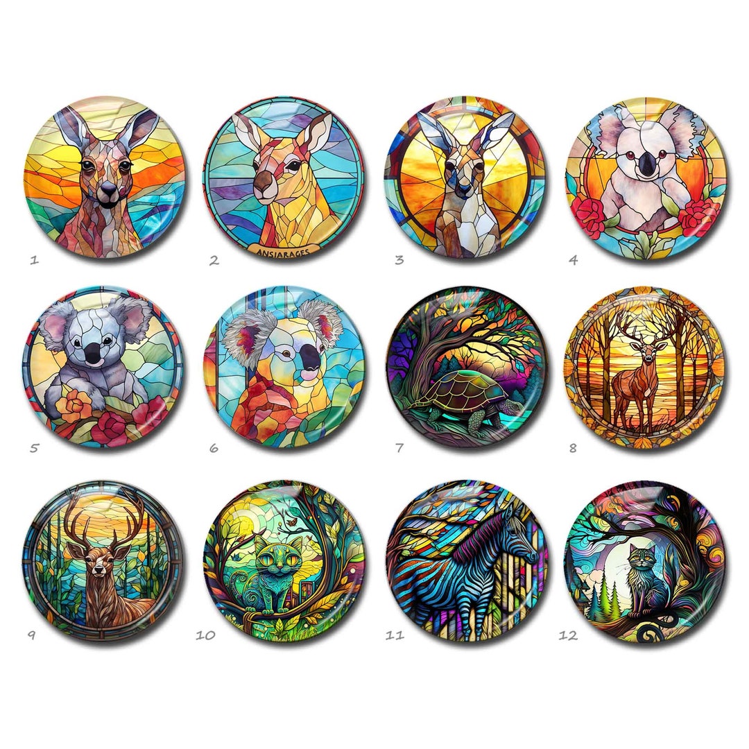 Kangaroo Cabochon,koala Image Glass Dome,animal Stained Glass Picture ...