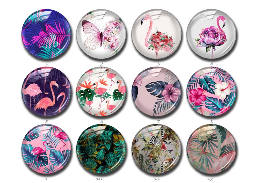 Tropical Cabochon,flamingo Jungle Snap Button,10mm 12mm 14mm 16mm 18mm ...