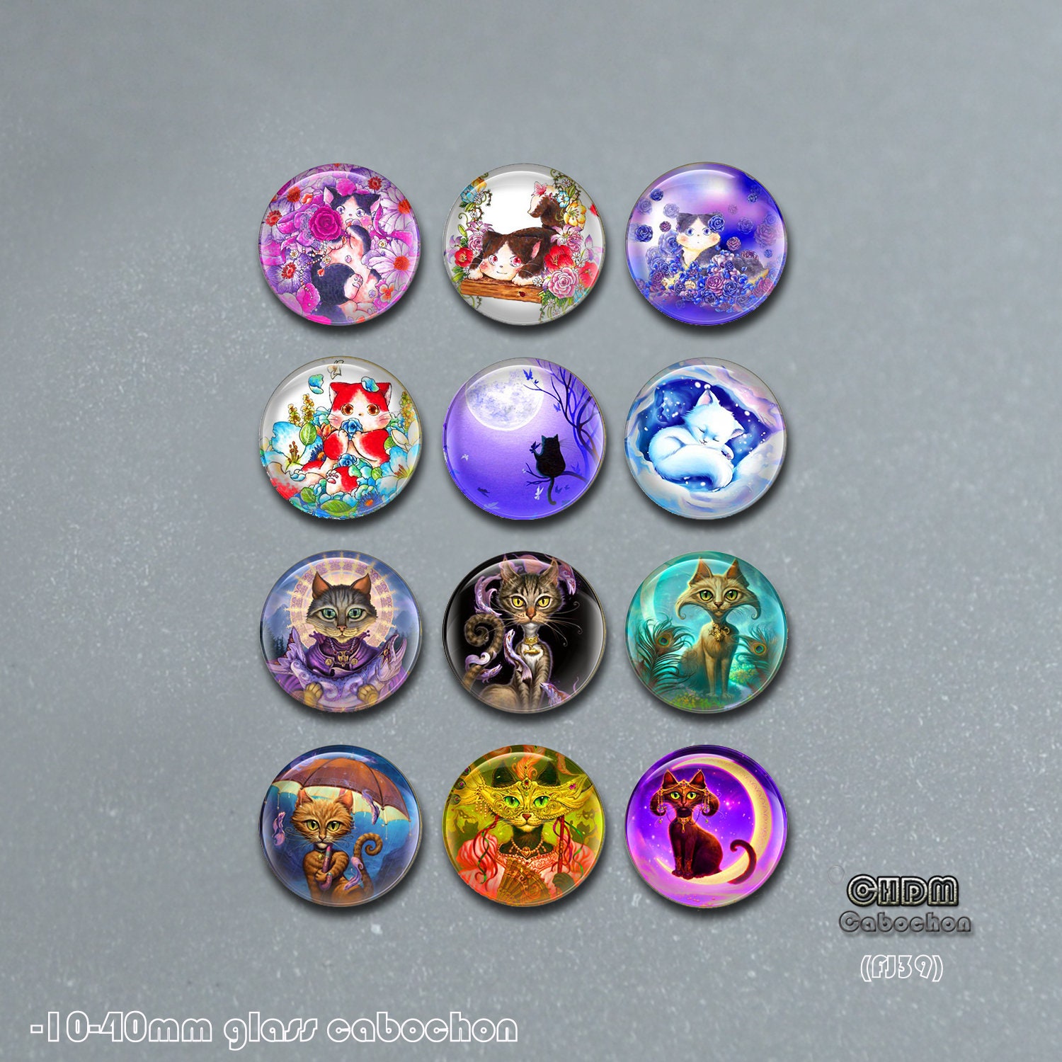 Cute Cat Snap Buttonpet Kitten Glass Dome Cabochon - Etsy