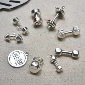 Mixed Workout Charms,fitness Charm Collection,silver Gym Charms,weight ...