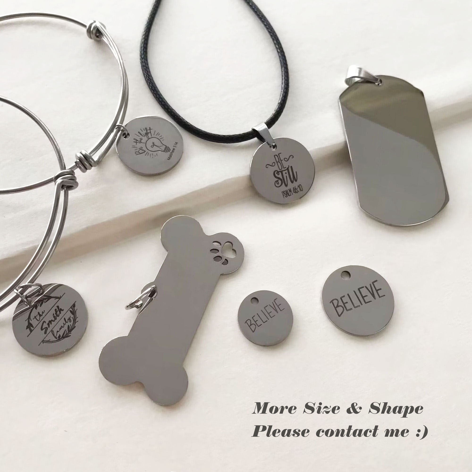 Custom Stainless Steel Charms, Personal Laser Engraved QR Code Charm ...