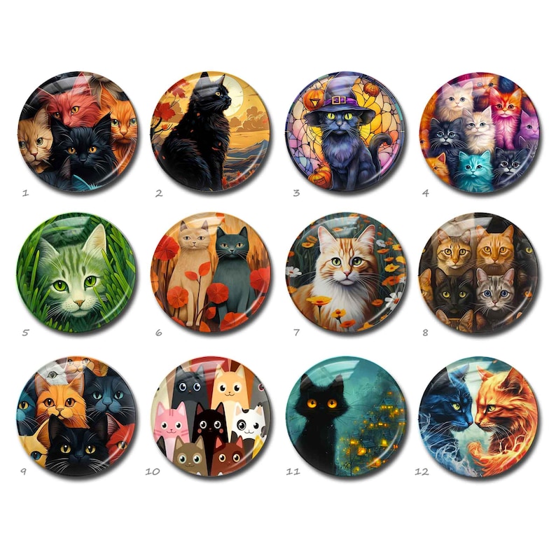 Cat Cabochon, Cats Image Glass Dome, Handmade Picture Cameo, 10mm 12mm ...