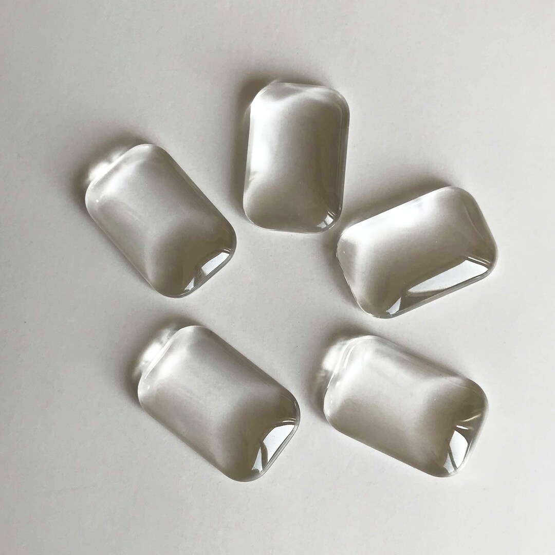 20x30mm Rectangle Clear Cabochon, Round Edge Glass Dome Cabochon, Clear ...
