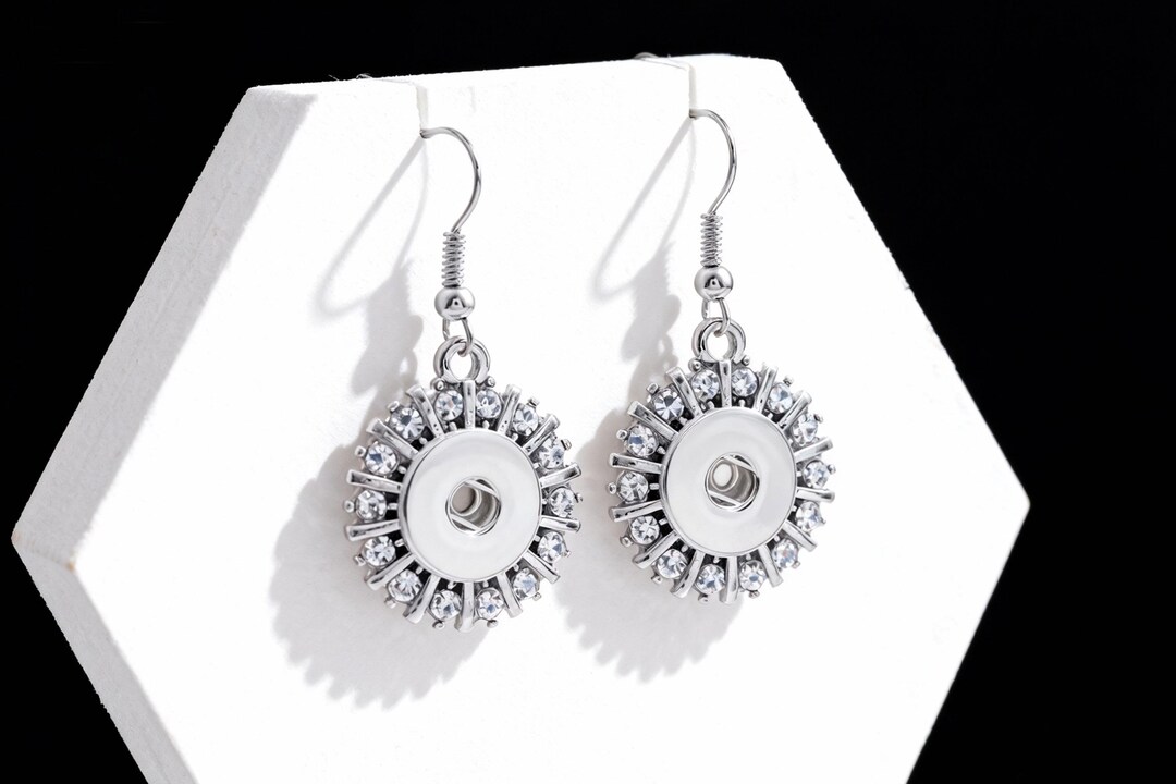 1 Pair 12MM Snap Button Dangle Earrings ,drill Crystal Ginger Snap ...