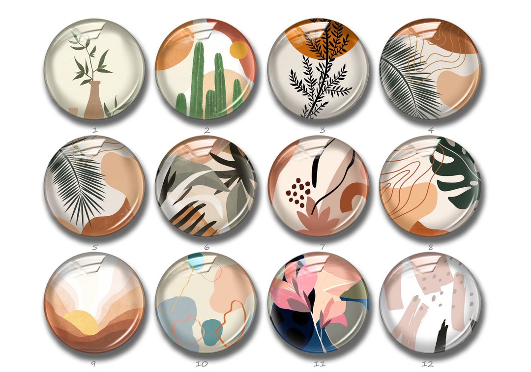 Monstera Ferns Plants Cabochon,earthy Tones Snap Button,10mm 12mm 14mm ...