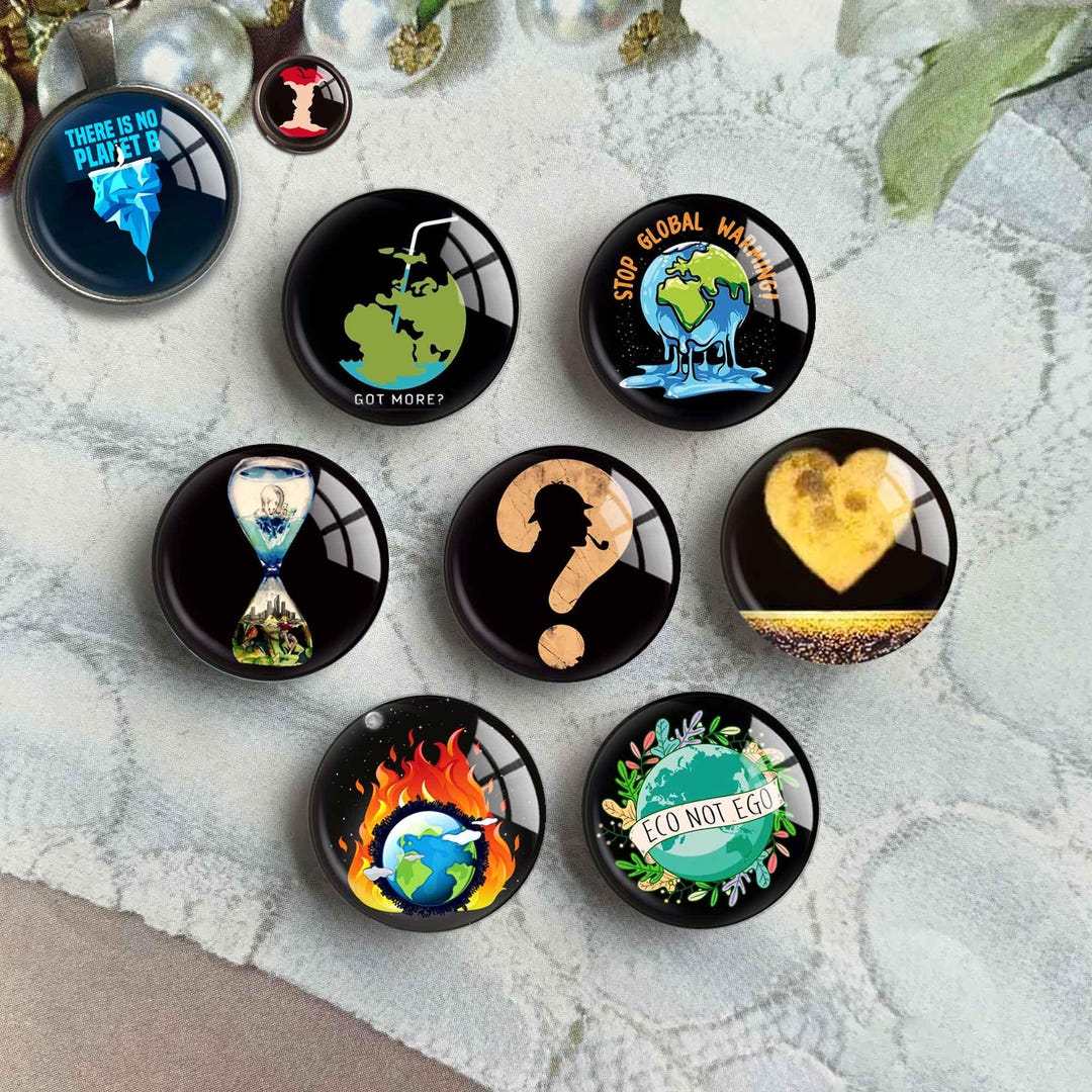 Cabujón del Día de la Tierra, imagen de conciencia ambiental, cúpula de ...