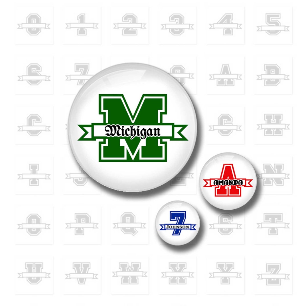 Custom Split Monogram Cabochon,personal Name Initials Image Glass Dome,football/baseball Team ...