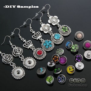 18mm Snap Button Dangle Earrings,diy Ear Studs for 18MM/20MM Ginger ...