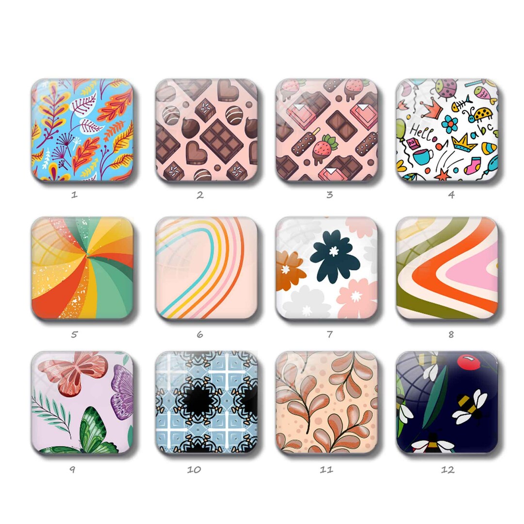 Chocolate Square Cabochon,handmade Image Flat Square Glass Dome , 10mm ...