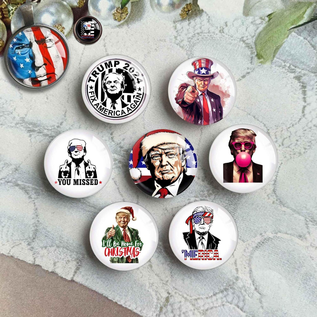 President Trump 2024 Cabochon, Image Glass Dome, Handmade Picture Cameo ...
