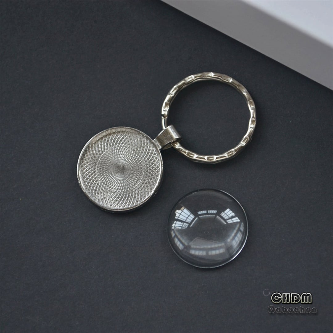 25mm Keychain Blanks Base,1 in Keyring With Clear Glass Dome Cabochon,1 ...