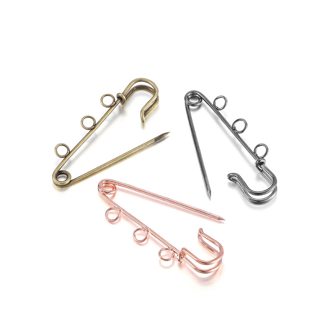 10 Pcs - 50mm/80mm/90mm Brooch Pin - 3 /4/5 Hoops Safety Bouquet Pins ...