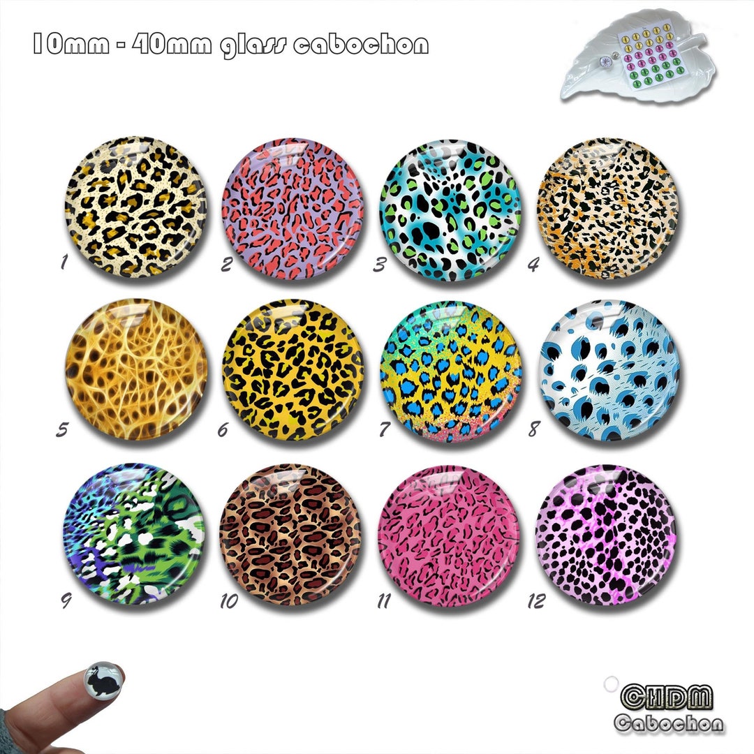 Leopard Print Cabochon,colorful Leopard Grain Glass Dome, 10mm 12mm ...