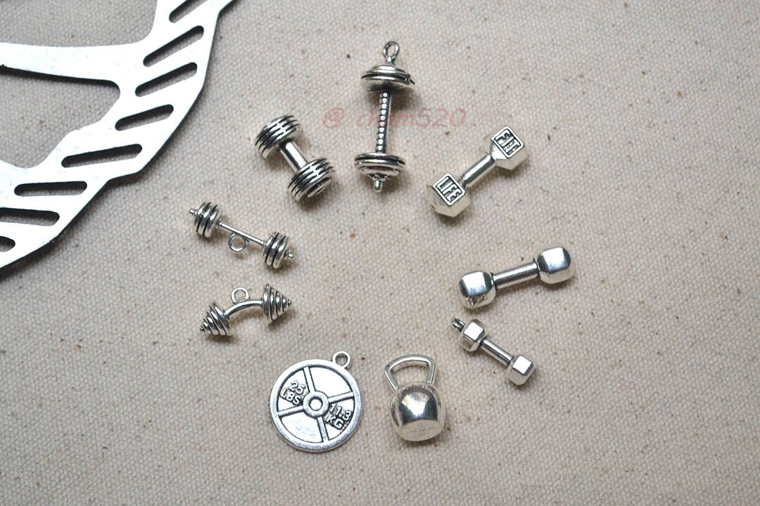 Mixed Workout Charms,fitness Charm Collection,silver Gym Charms,weight ...