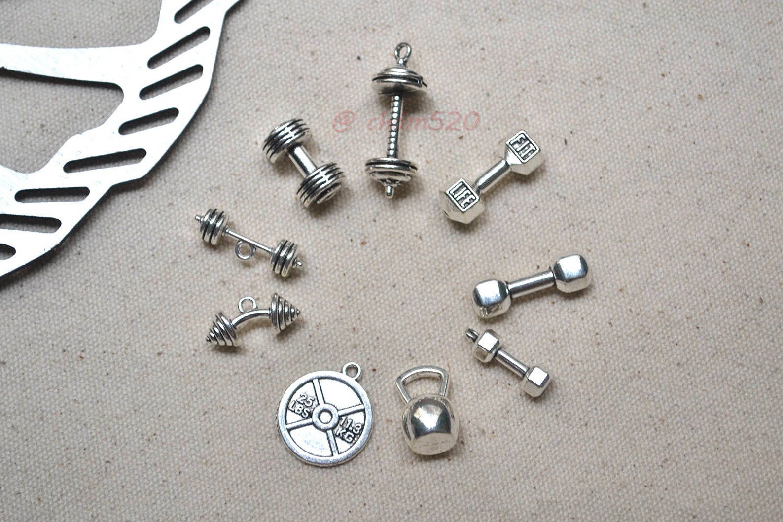 Mixed Workout Charms,fitness Charm Collection,silver Gym Charms,weight ...