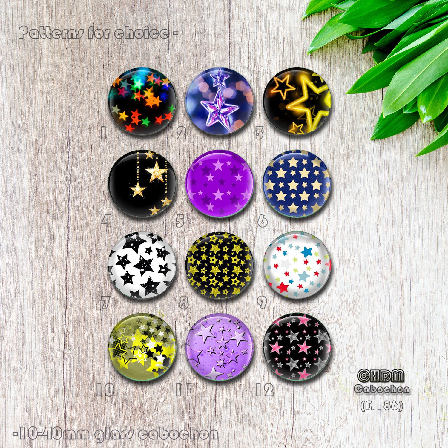 Stars Cabochonstarry Stars Snap Buttonstars Glass Dome - Etsy