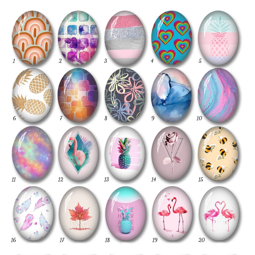 Summer Pineapple Cabochon,tropical Flamingo Oval Cabochon, 10x14mm ...