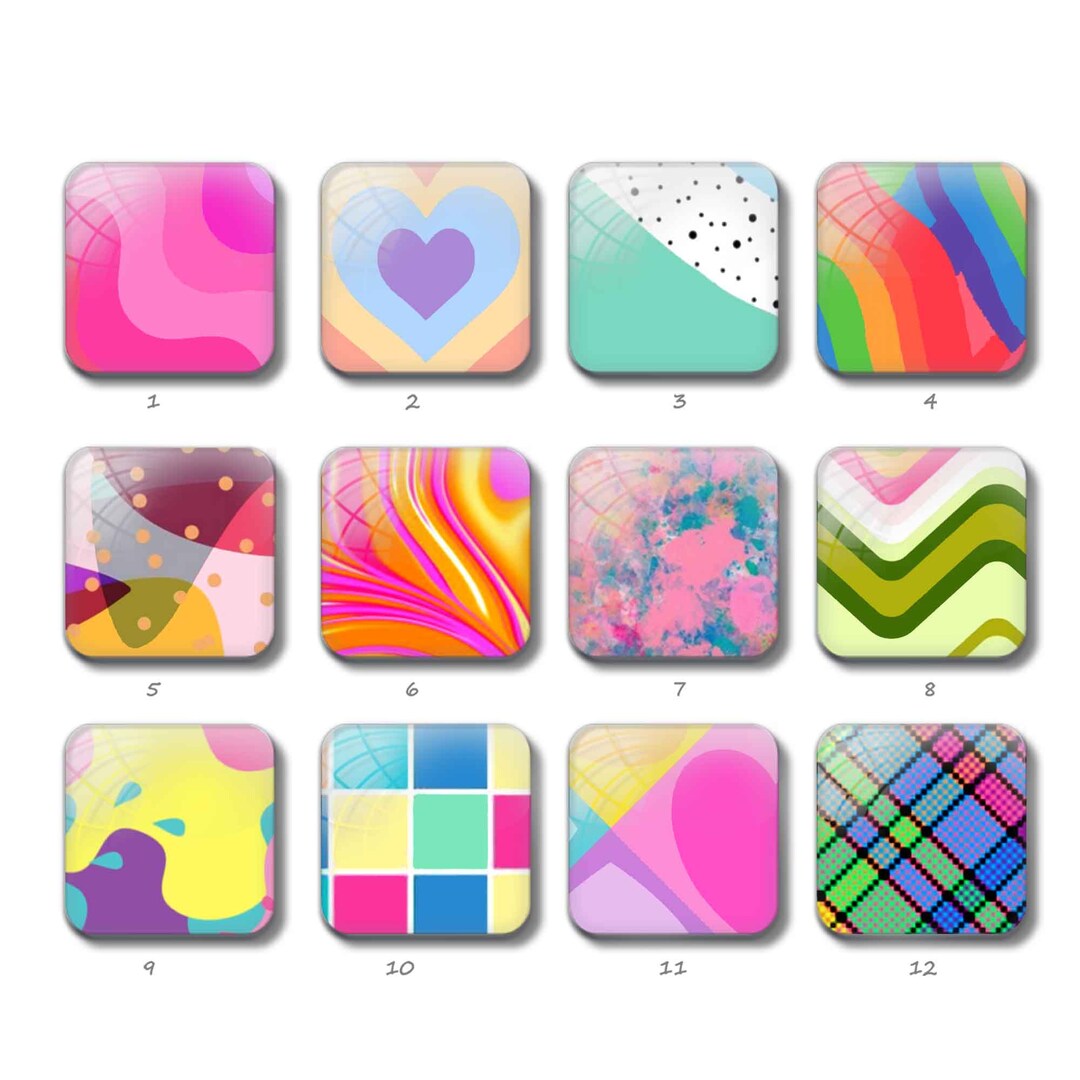 Pink Square Cabochon,handmade Image Flat Square Glass Dome , 10mm 12mm ...