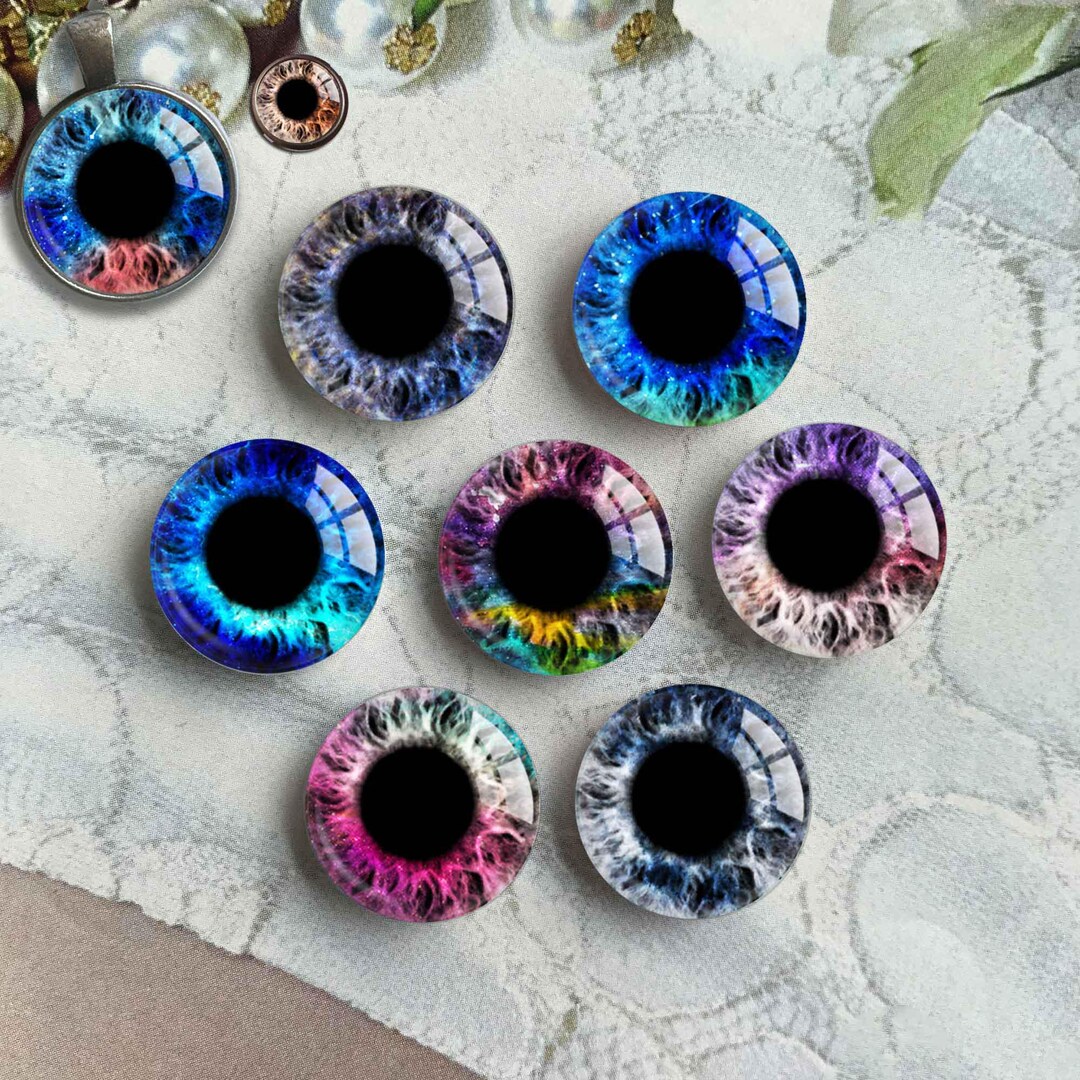 Blue Eyes Cabochon, Doll Eyes Image Glass Dome, Eyeball Picture Cameo ...