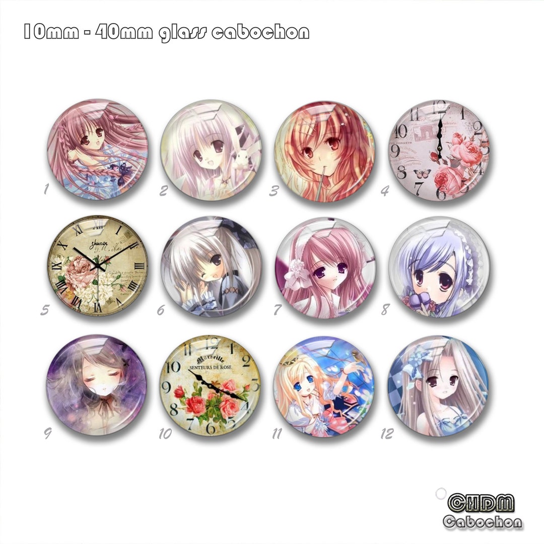 Cabujón de dibujos animados hecho a mano, 12/18/20mm plata / oro Snap ...