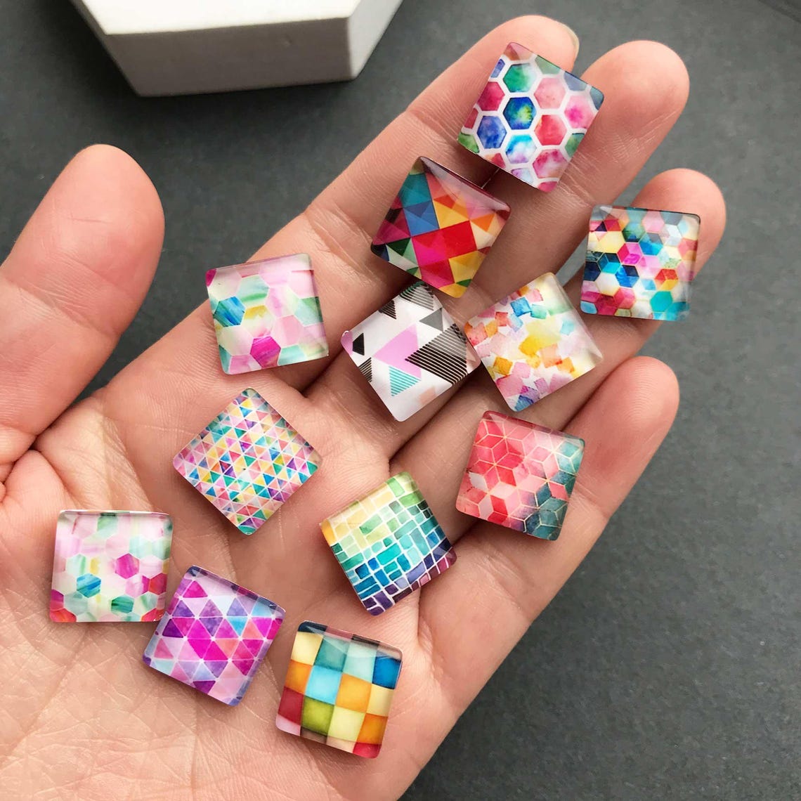 Floral Square Cabochon,beehive Image Flat Square Glass Dome , 10mm 12mm ...