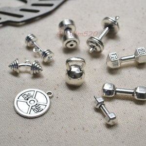Mixed Workout Charms,fitness Charm Collection,silver Gym Charms,weight ...