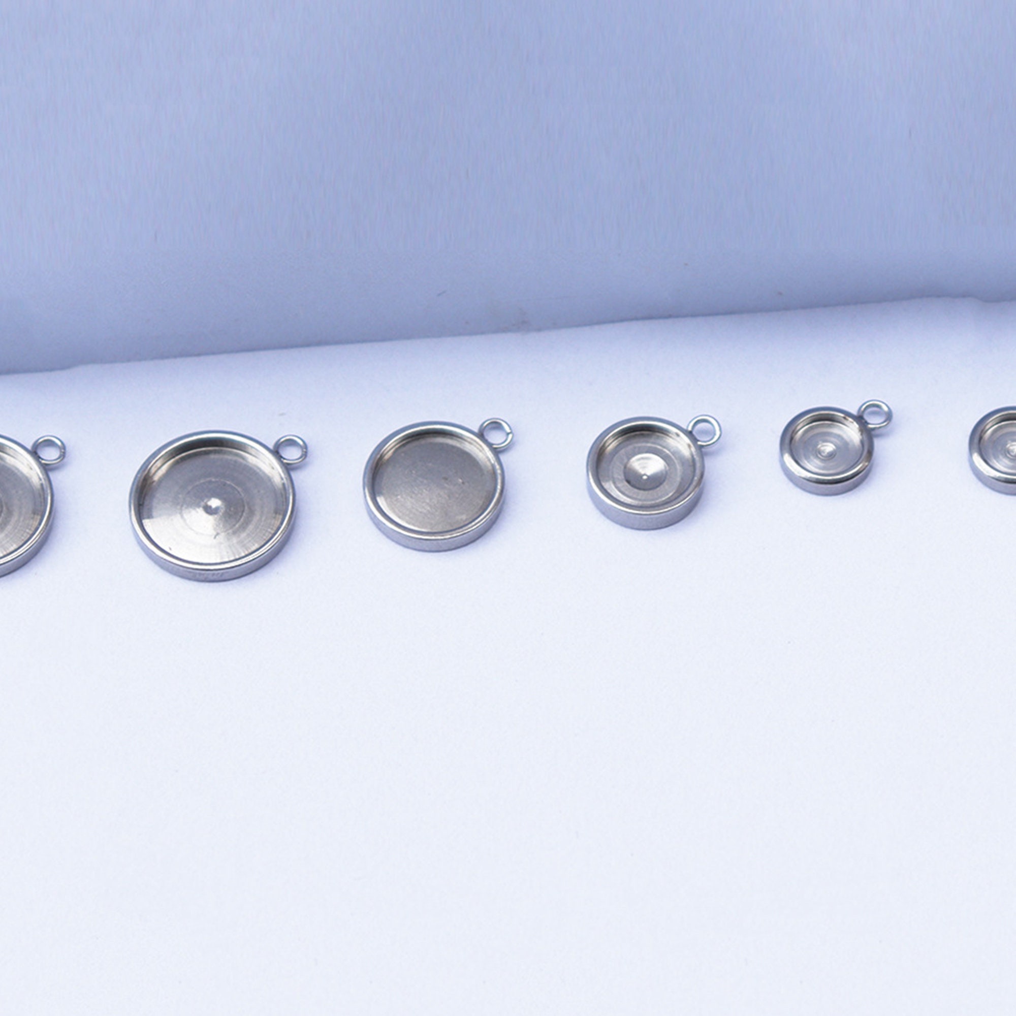 20pcs - Stainless Steel Charms Blanks Base Cups,6mm/8mm/10mm/12mm Round ...