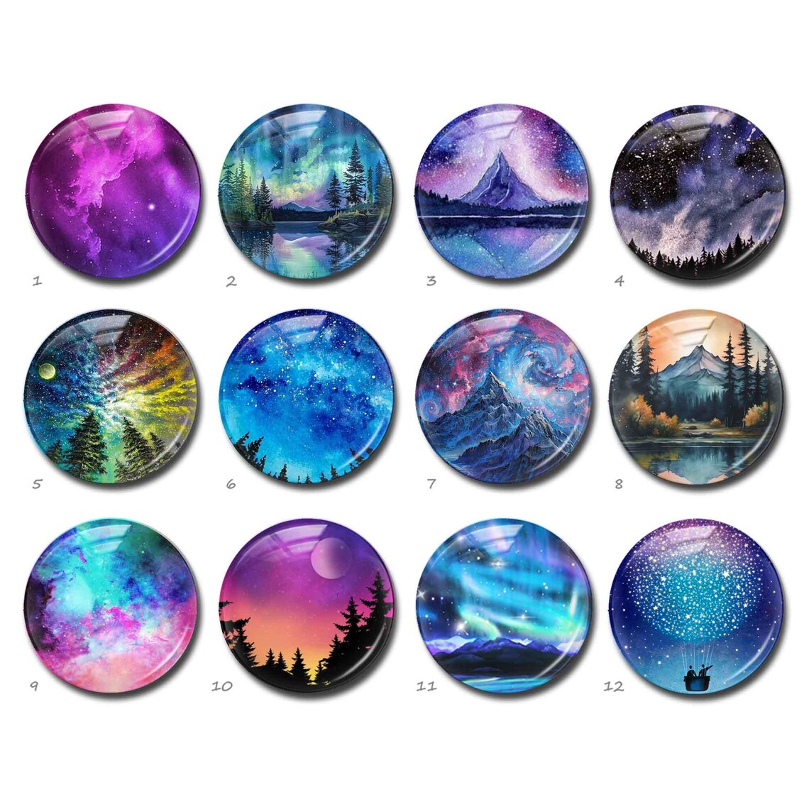 Blue Galaxy Cabochon, Aurora Image Glass Dome, Handmade Picture Cameo ...